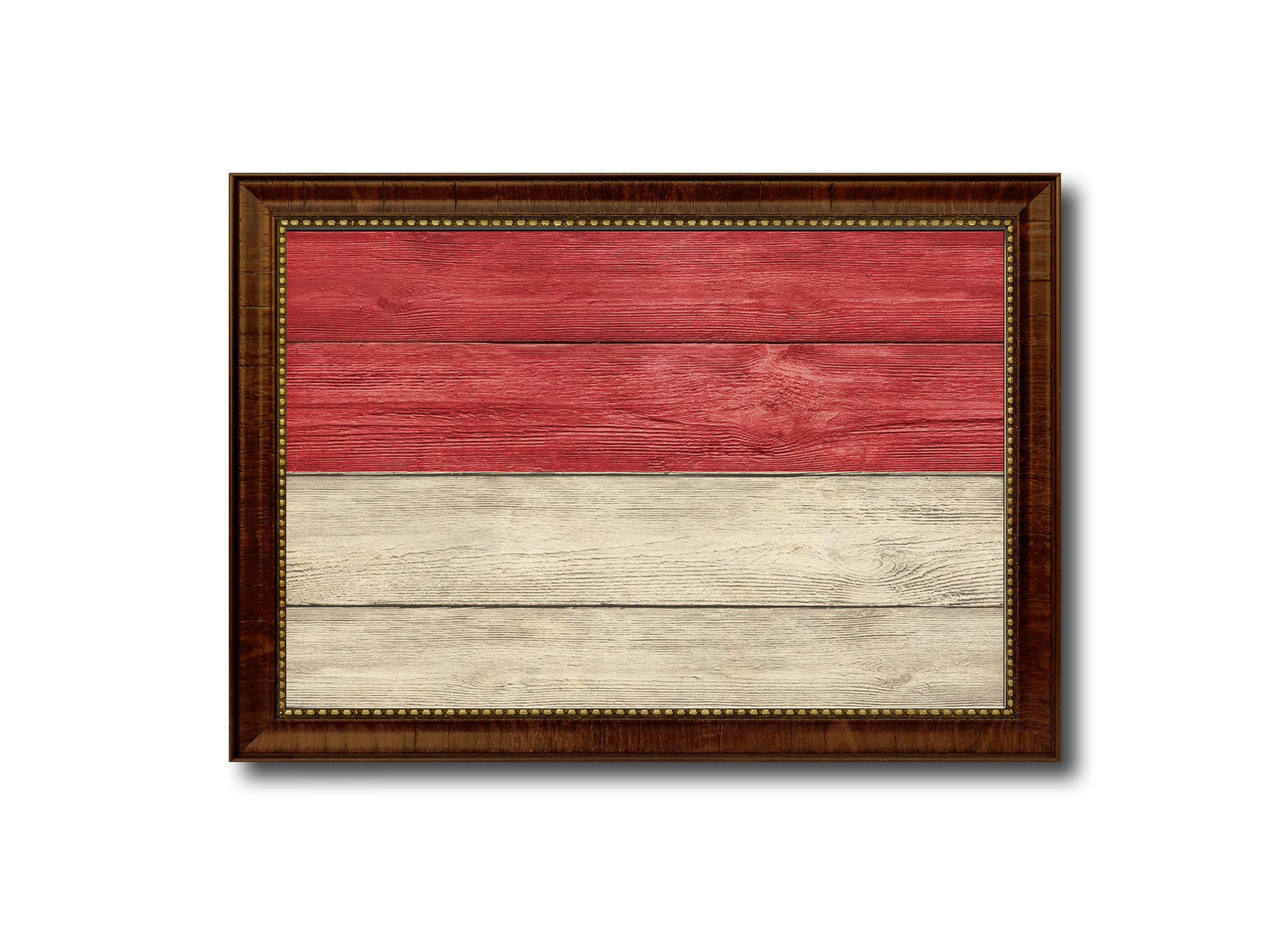Monaco Country Textured Flag Print With Brown Gold Frame, 15" x 21 ...