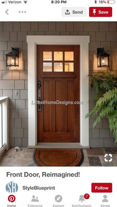 Front entry door style for ranch on main road