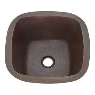 13" Handcrafted Small Square Hammered Copper Bar Sink - Rustic - Bar ...