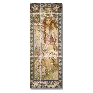 Alphonse Mucha Poster Art Painting Ceramic Tile Mural #24, 12.75" Wide ...