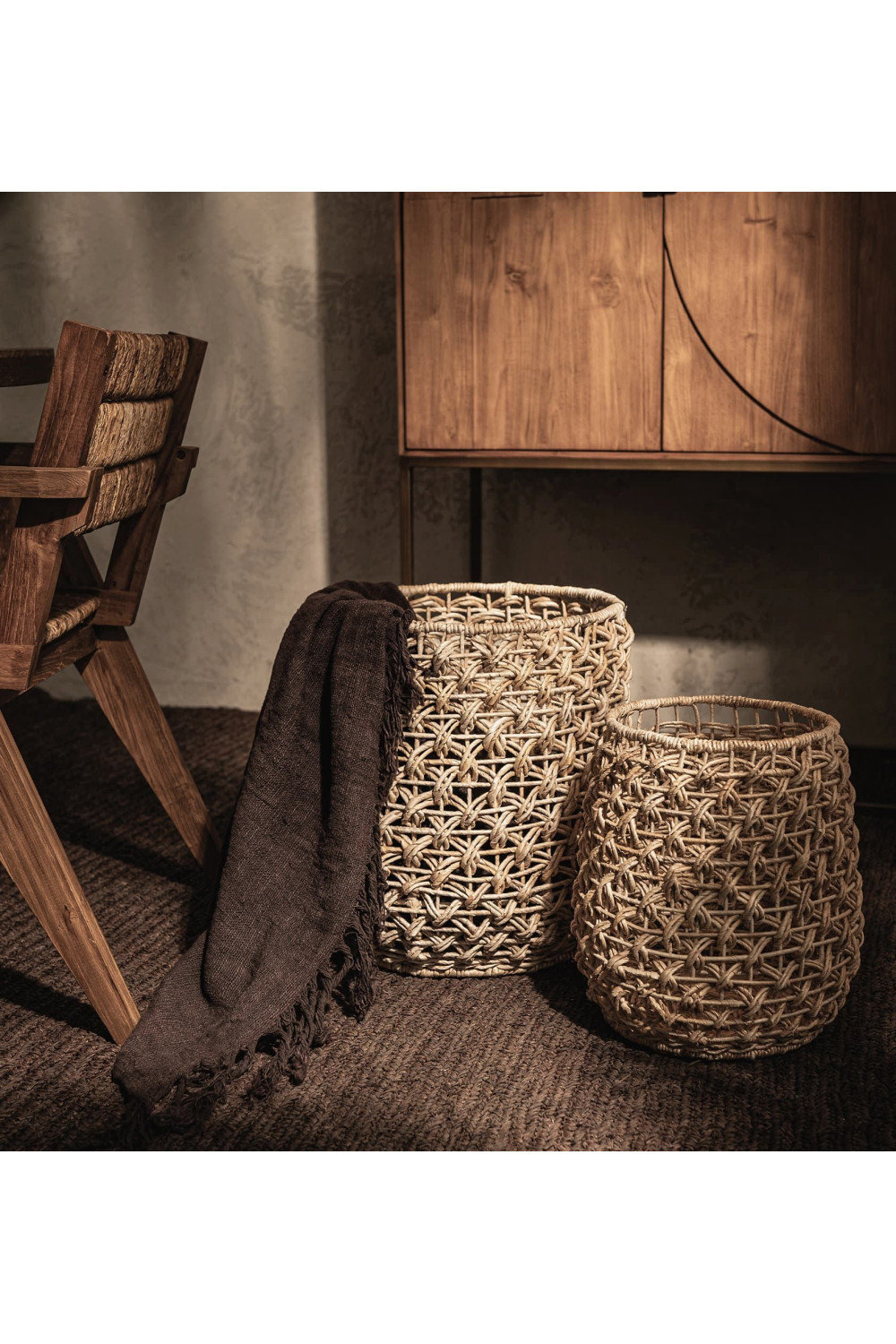 Round Woven Abaca Basket Set (2) | dBodhi Sindoro - Tropical - Baskets ...