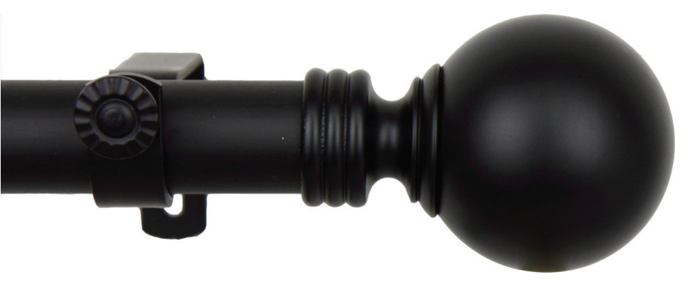 Round Curtain Rod 1" 120-170", Black - Traditional - Curtain Rods - by ...