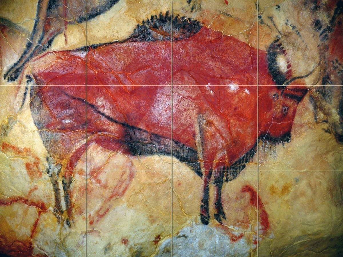 Tile Mural Cave Painting, Caves and Rock Parietal Art I, 6" Ceramic ...