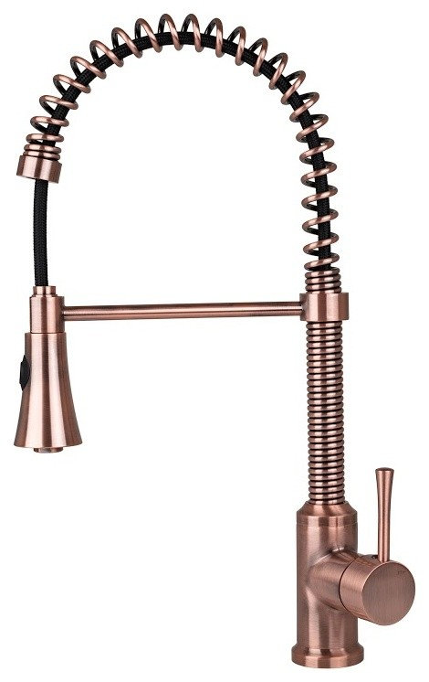 Residential Spring Coil Kitchen Faucet Cone Spray Head Antique Copper ...