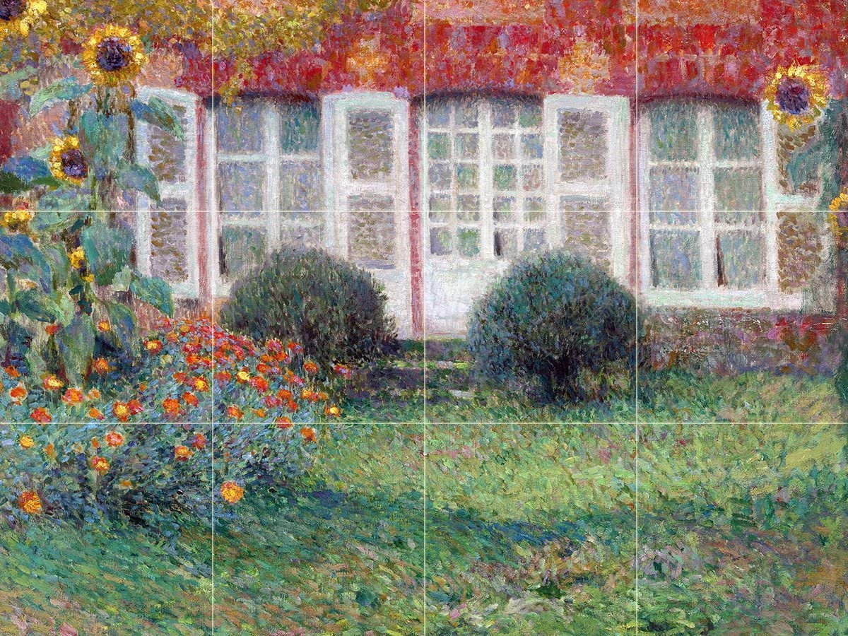 Tile Mural Sunflowers yard flowerbed window Backsplash, 4.25" Ceramic Matte - Farmhouse - Tile ...