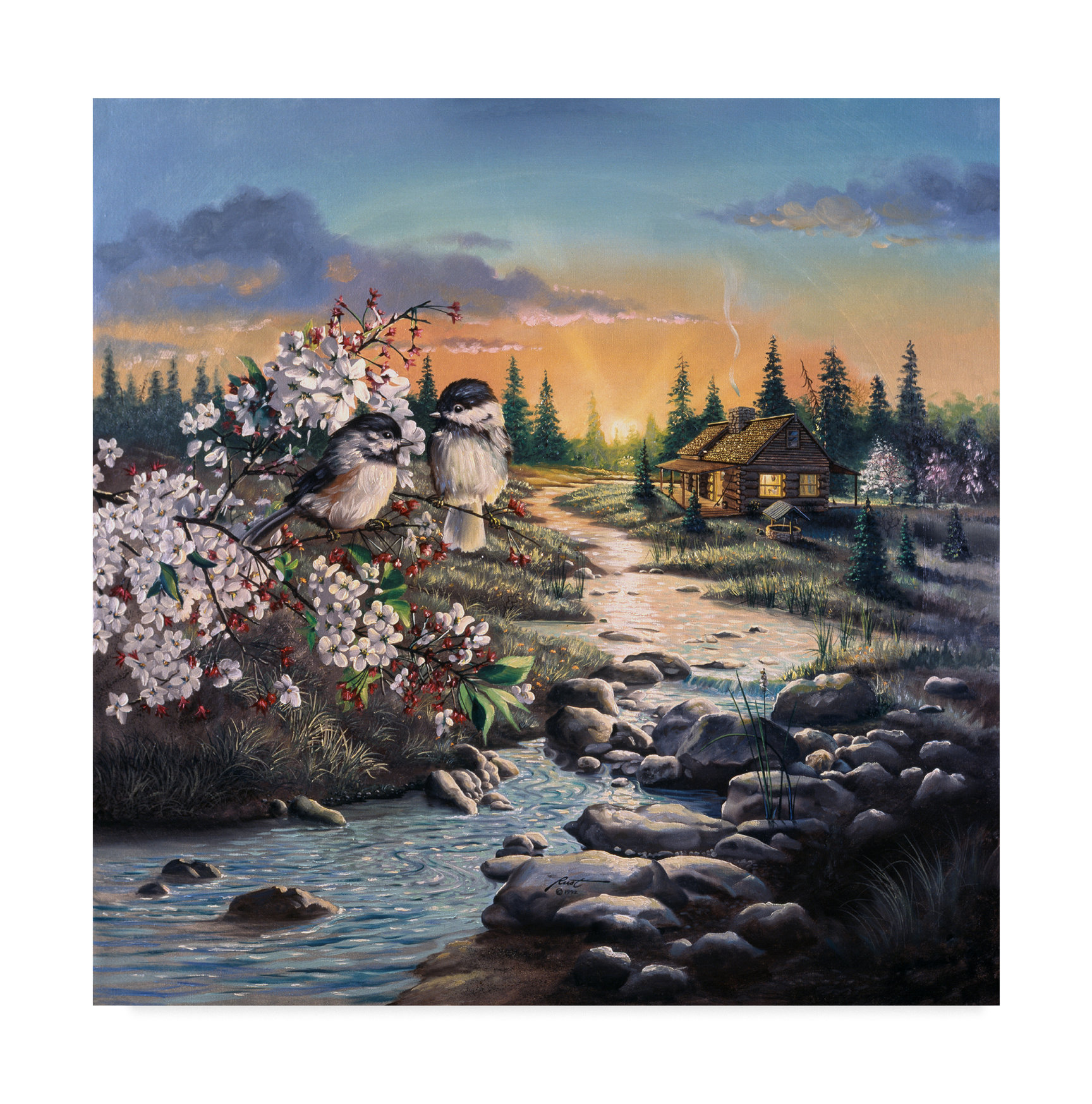 "Chickadees" by D. Rusty Rust, Canvas Art, 18"x18" - Contemporary ...