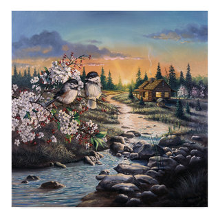 "Chickadees" by D. Rusty Rust, Canvas Art, 18"x18" - Contemporary ...