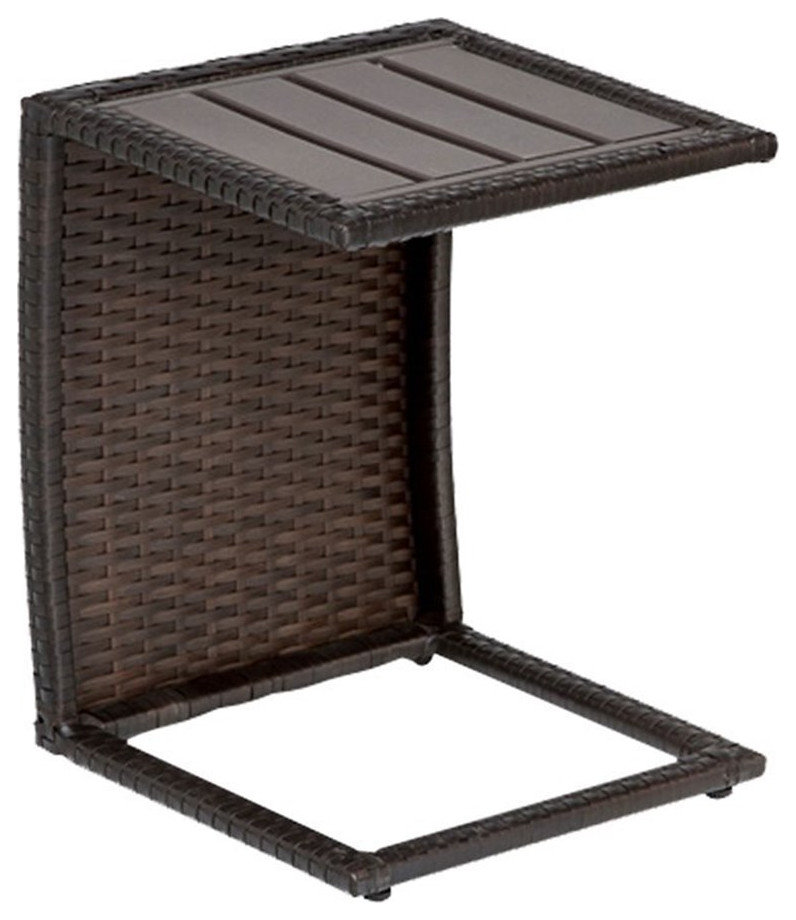 Barbados Outdoor Wicker Patio Side Table - Tropical - Outdoor Side ...