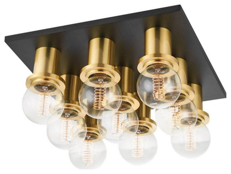 Mitzi Brandi 9-Light Flush Mount, Aged Brass/Soft Black, H526509-AGB ...
