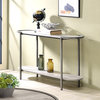 Contemporary Console Table, Open Gun Metal Frame With Light Gray Top ...
