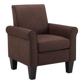 Microfiber Fabric Armchair with Roll Arm - Transitional - Armchairs And ...