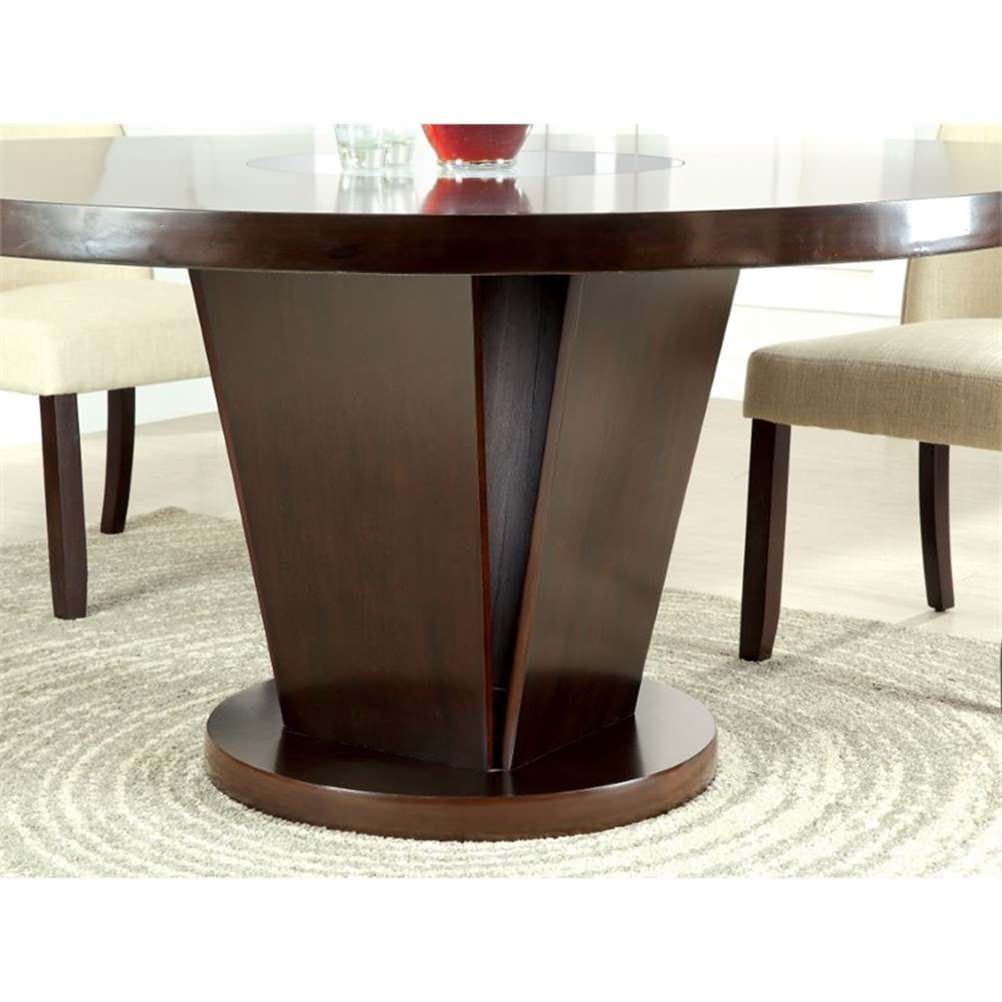 Bowery Hill Contemporary Wood Chocolate Finish Round Dining Table ...