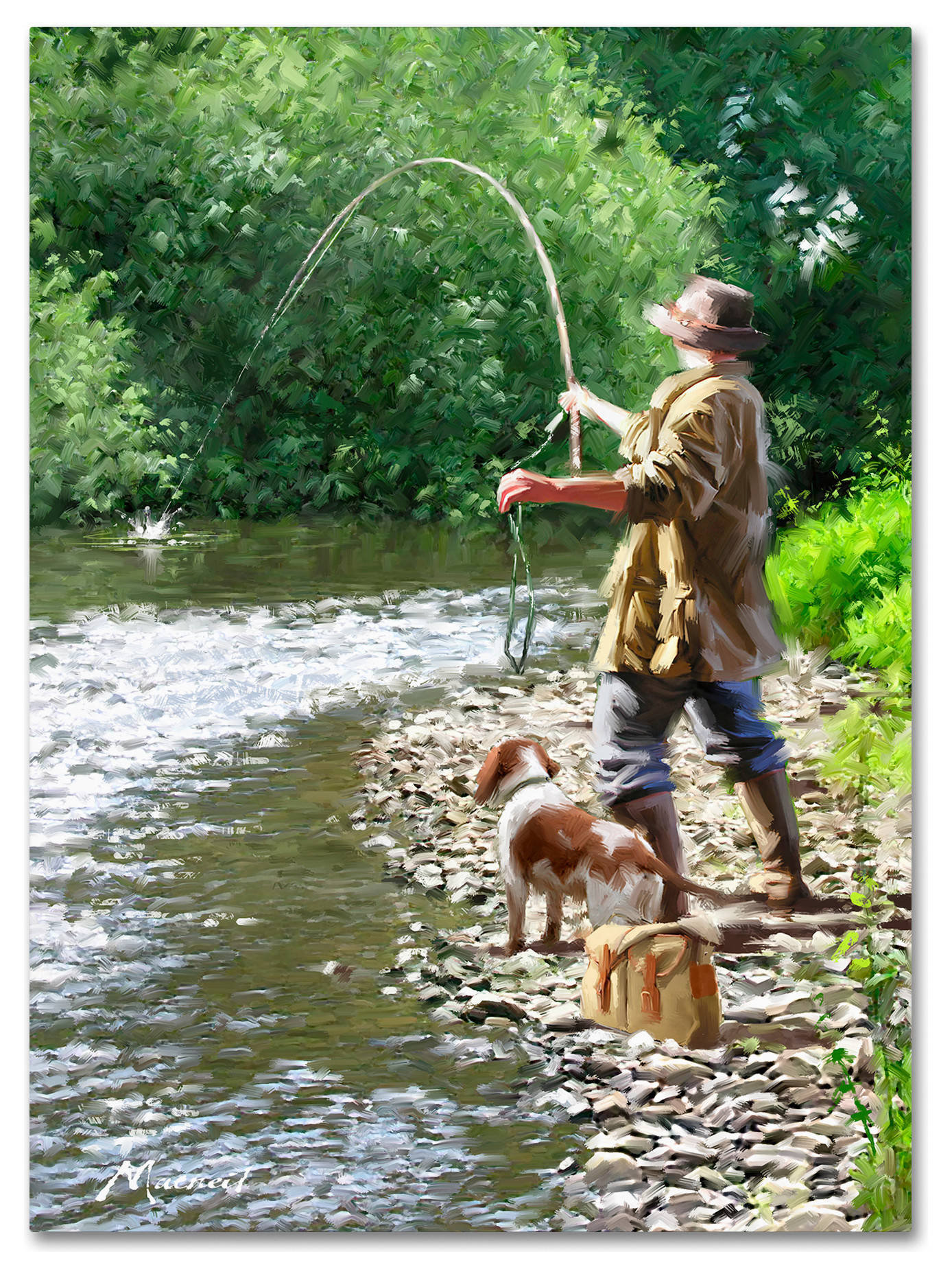 The Macneil Studio 'Fishing The Shallows' Canvas Art, 32"x24" - Rustic ...