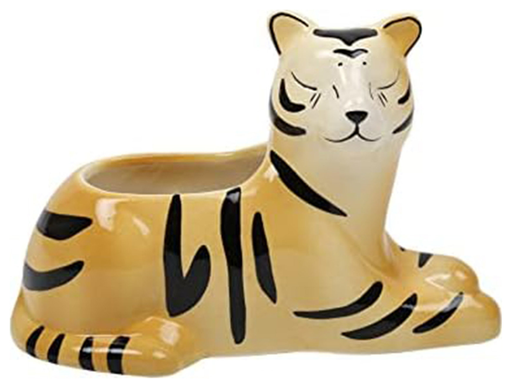Truu Design Yellow Ceramic Tiger Planter Vase - Contemporary - Indoor ...