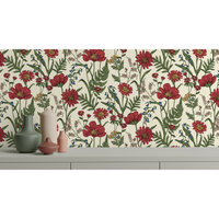 Arden Red Wild Meadow Wallpaper Sample, Swatch - Contemporary ...