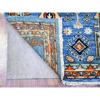 Lapis Blue Soft Wool Hand Knotted Afghan Ersari Runner Rug, 3'x4', 3'x4 ...
