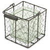 Square Wire Basket With Glass Jar, Brown, Large, Large - Industrial ...