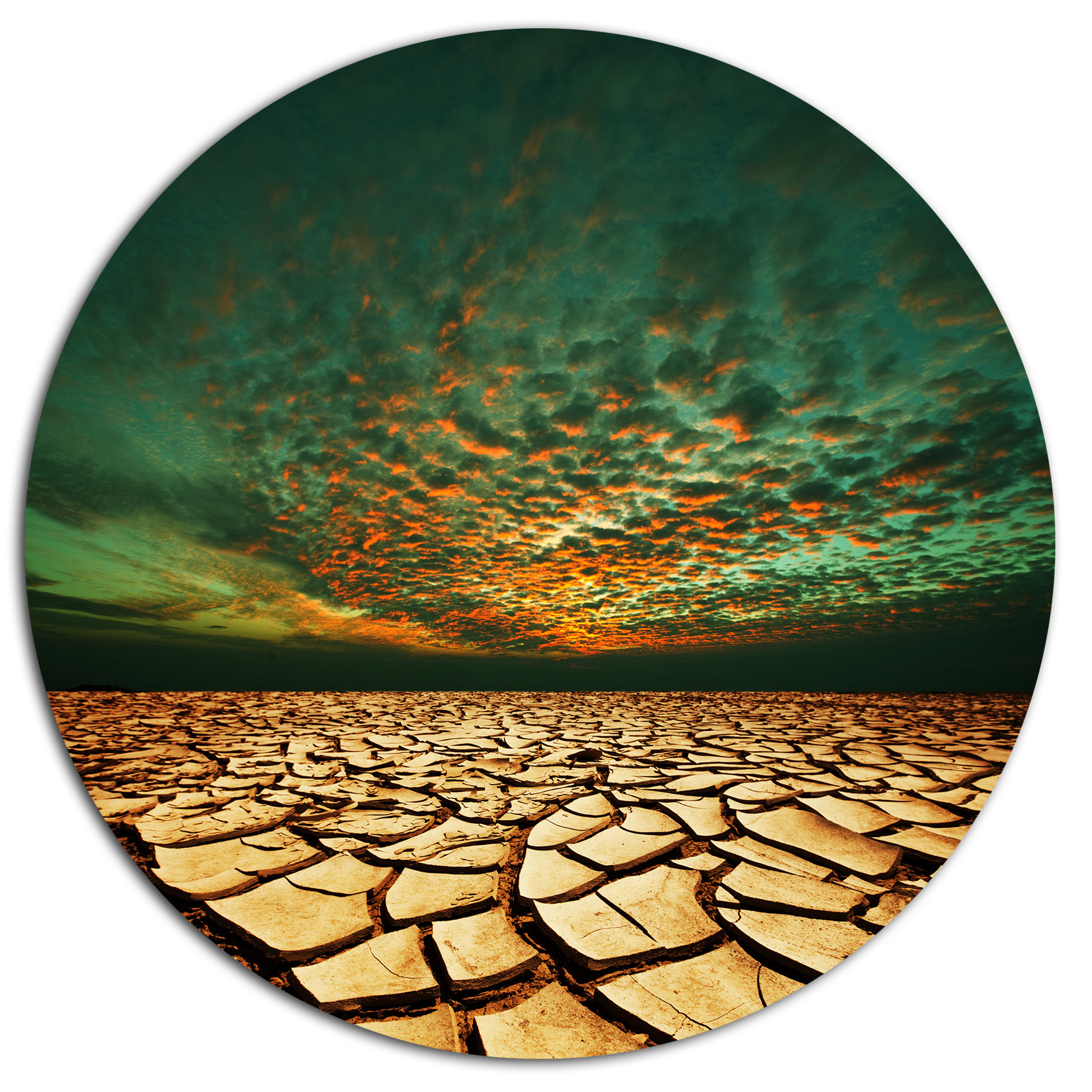 Drought Land under Blue Sky, Landscape Round Metal Wall Art, Disc of 36 ...