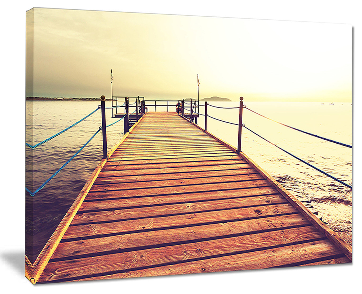 "Brown Wooden Boardwalk To The Sea" Sea Bridge Canvas Art Print, 40"x30 ...