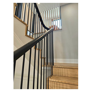 115_Stunning Continuous Rail System on 3 Story Floating Stairs ...