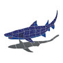 Shark 1 Ceramic Swimming Pool Mosaic, 36"x22" with shadow - Beach Style ...