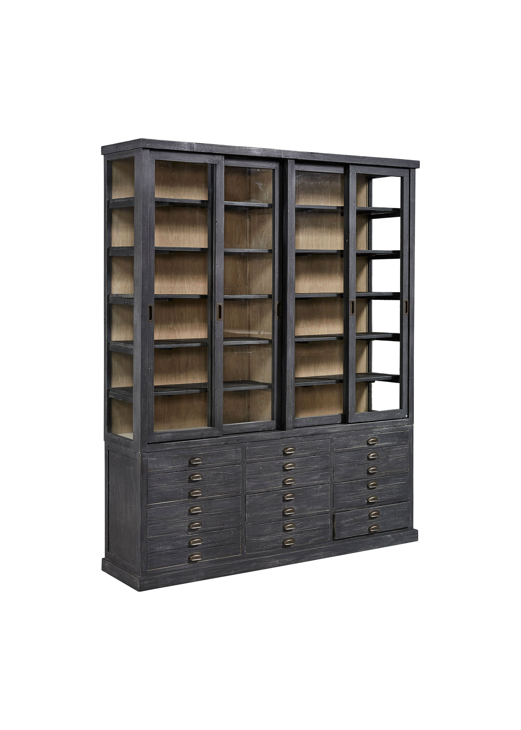 Upper Westside Large 12-Shelf Display Case With 12-Drawer Storage ...