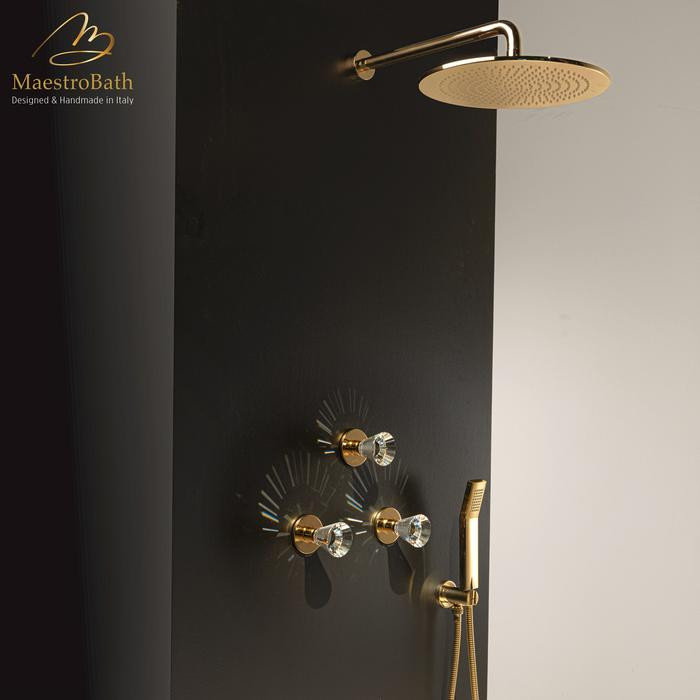 Diamond Complete Shower System, Polished Gold - Contemporary ...