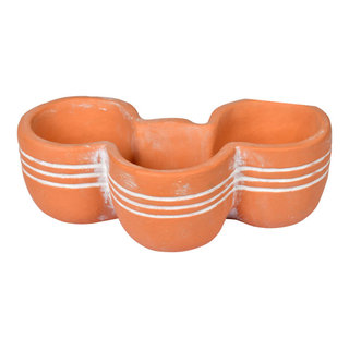 Vickerman 3.5" Brown Terracotta Triple Pot - Modern - Indoor Pots And ...