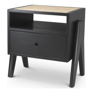Black Rattan Bedside Table, Eichholtz Latour - Tropical - Nightstands ...