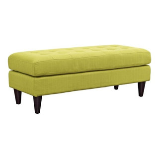 Modern Wheatgrass Empress Upholstered Fabric Bench, 19.5"Lx49"Wx17.5"H ...