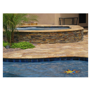 Stone Ledger Pool Hardscaping - Rustic - Pool - Dallas - by Seconds ...