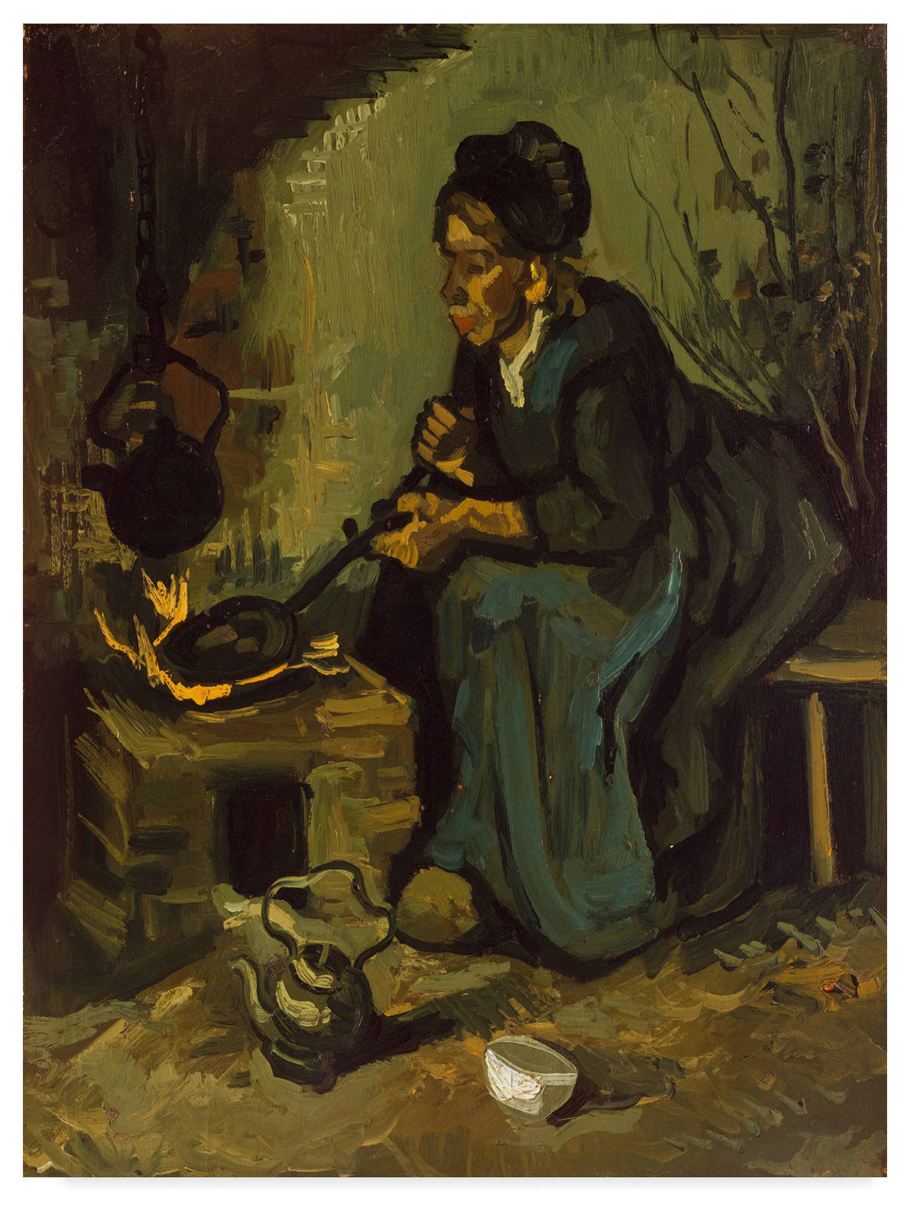 Vincent Van Gogh 'Peasant Woman Cooking By A Fireplace' Canvas Art, 47 ...