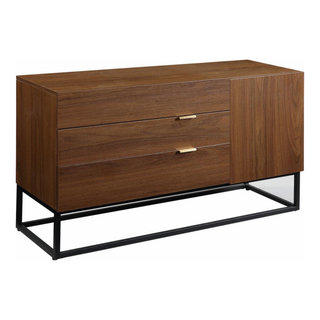 Contemporary Storage Console Table with Drawers and Enclosed Side Shelf ...