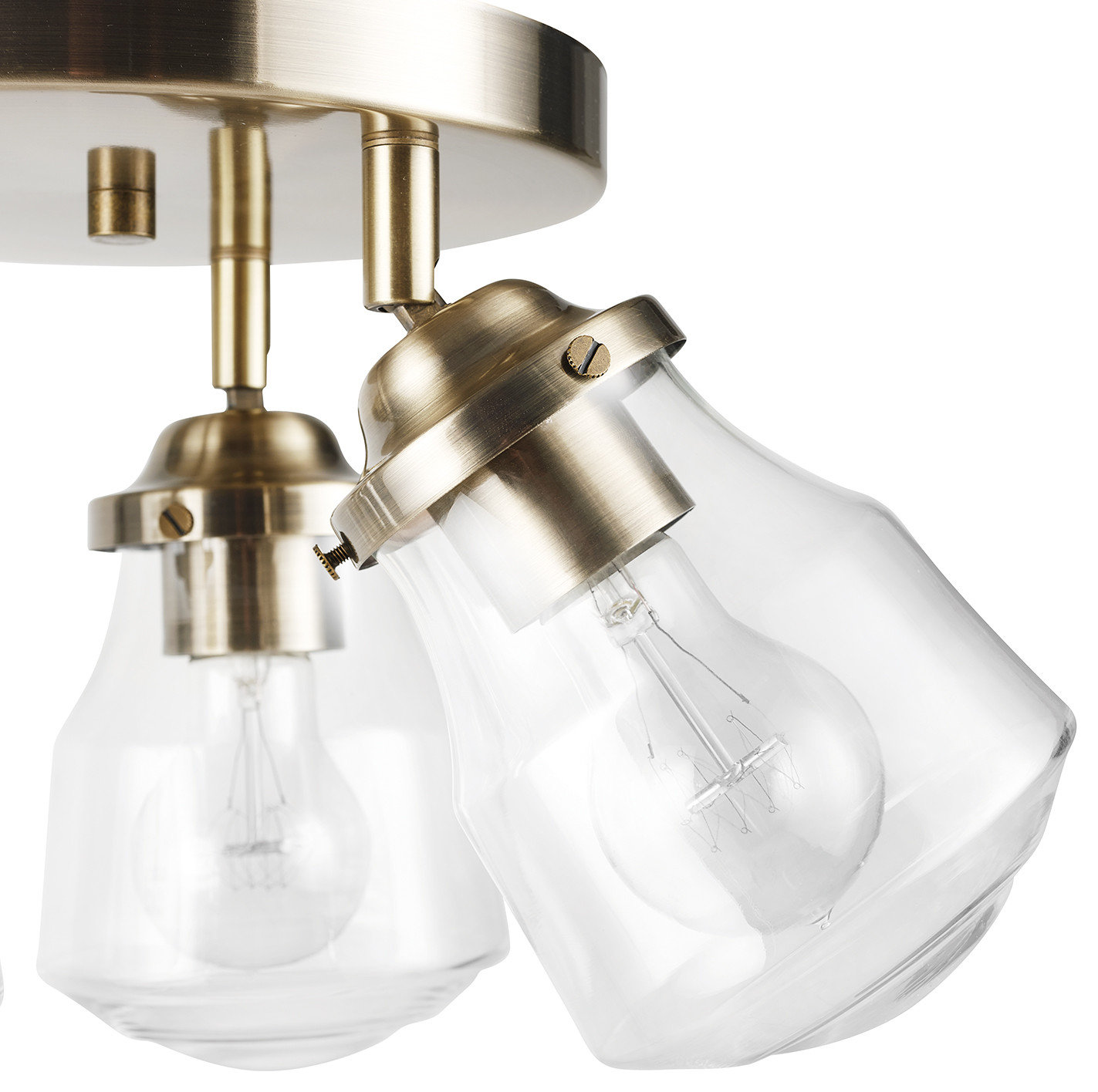 3-Light Antique Brass Track Lighting Canopy Light with Clear Glass ...