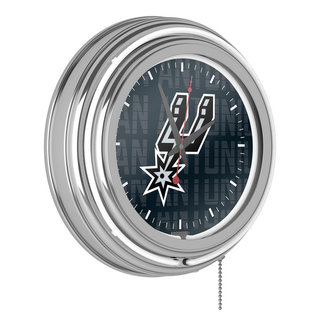 NBA Chrome Double Rung Neon Clock, City, San Antonio Spurs ...