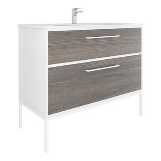 Chelsea Bathroom Vanity and Sink, 40" Charred and Legs - Contemporary ...