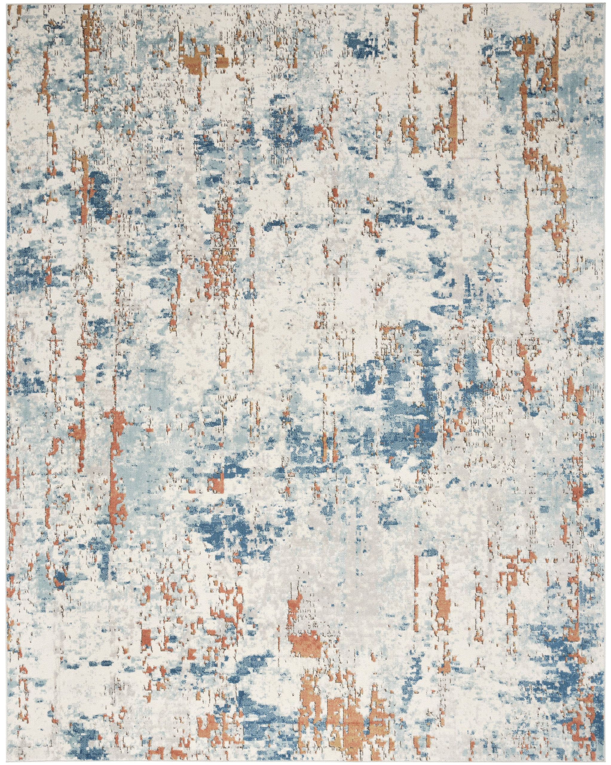 Nourison Quarry Qua01 Organic / Abstract Rug, Beige Blue Rust, 7'10"x9 ...