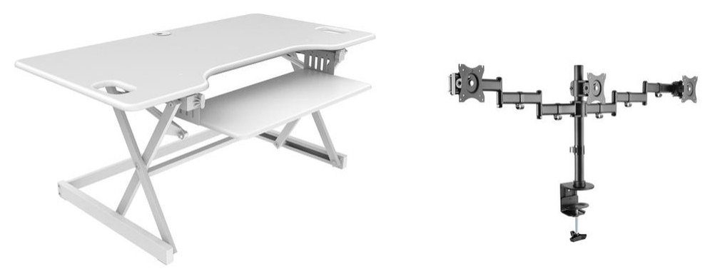 Rocelco 46 Large Height Adjustable Standing Desk Converter with Triple ...