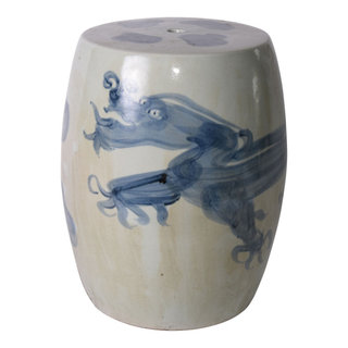 Blue And White Yuan Dragon Garden Stool - Asian - Accent And Garden ...