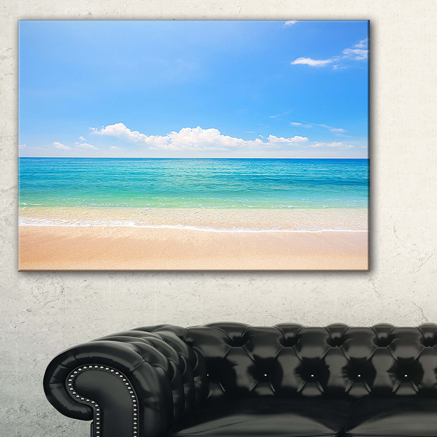 "Cloudy Horizon Over Beach" Seashore Canvas Photo Print, 40"x20 ...