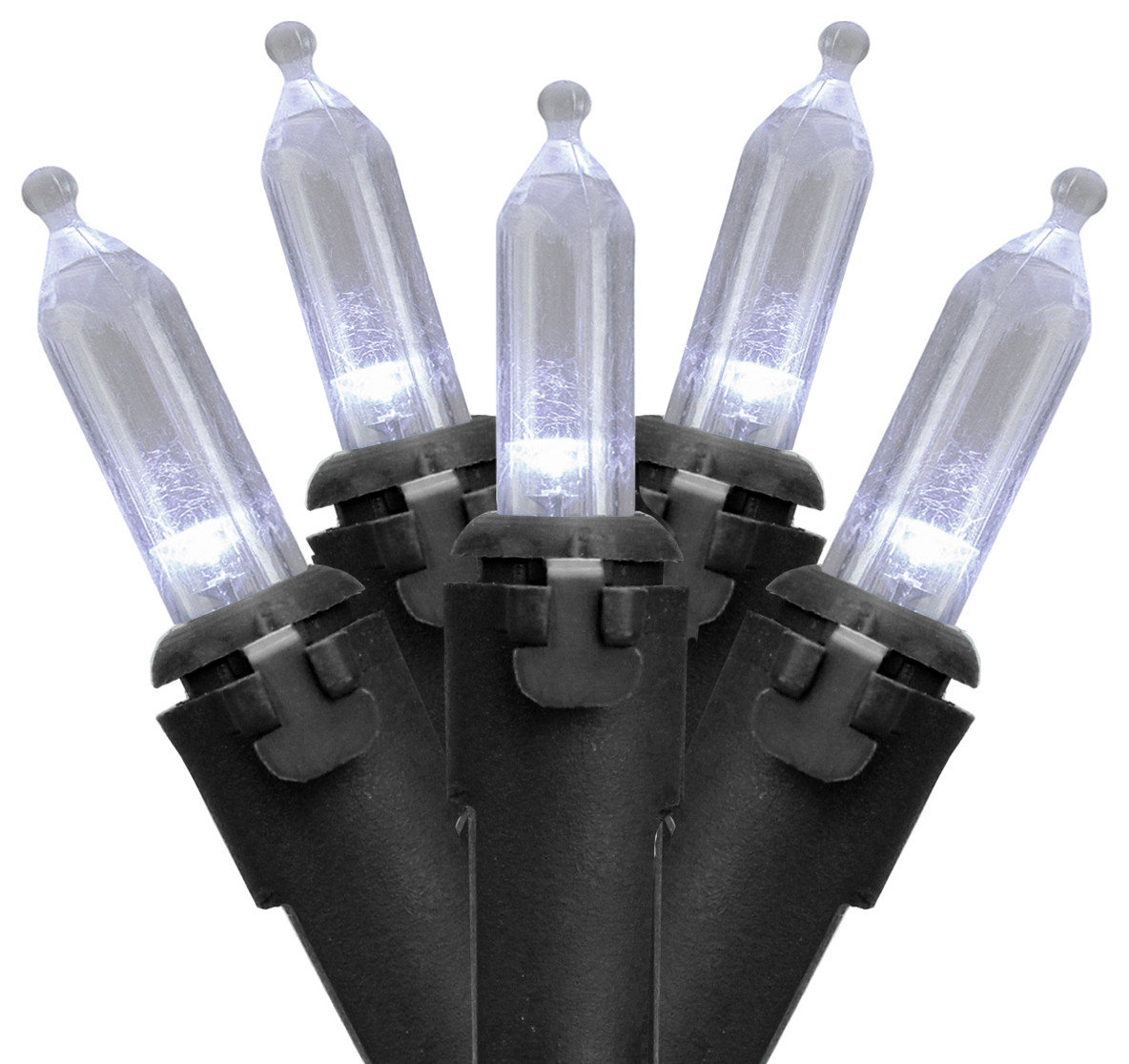 100-Count Pure White LED Mini Christmas Lights 33 ft Black Wire ...