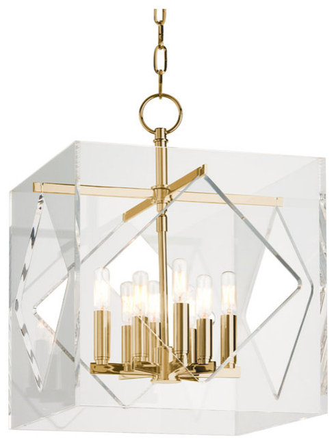 Travis 8 Light Pendant, Aged Brass - Transitional - Pendant Lighting ...