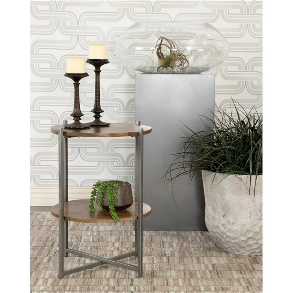 Coaster Axel 18" Round Contemporary Metal Accent Table in Natural ...