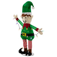 34.25" LED Lighted Elf Holding Christmas Lights Outdoor Yard Decoration ...