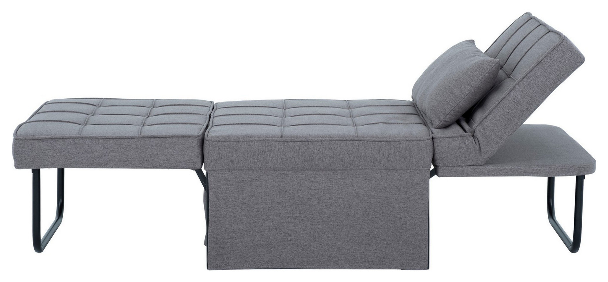 Benzara BM286430 Convertible Ottoman Chair Chaise Sleeper, Gray Fabric ...