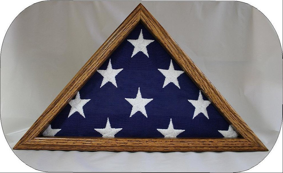 Solid Oak Burial Flag Display Case, 3'x5' - Traditional - Flags And ...