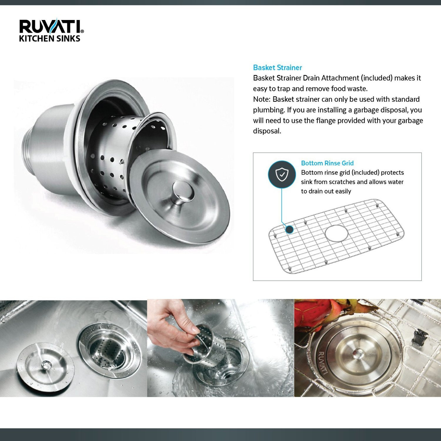 Ruvati RVH8400 Undermount Corner Kitchen Sink 16 Gauge 44" Double Bowl ...