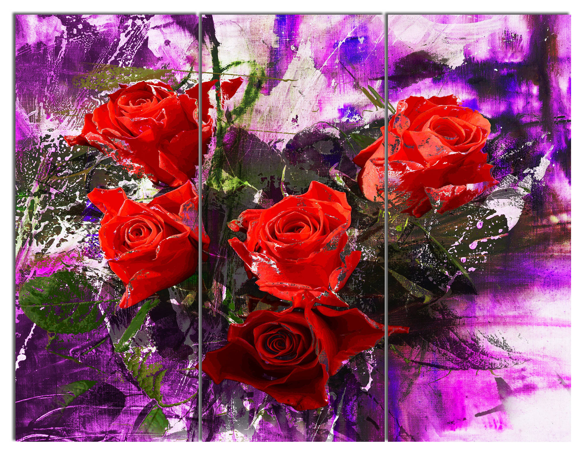 "Five Red Roses Abstract Background", 36"x28" - Contemporary - Metal ...