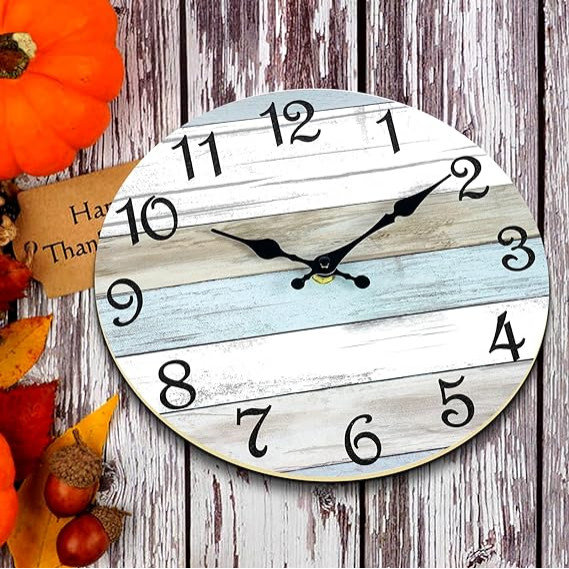 Wall Clock Silent Non Ticking Battery Operated, Rustic Coastal Country ...