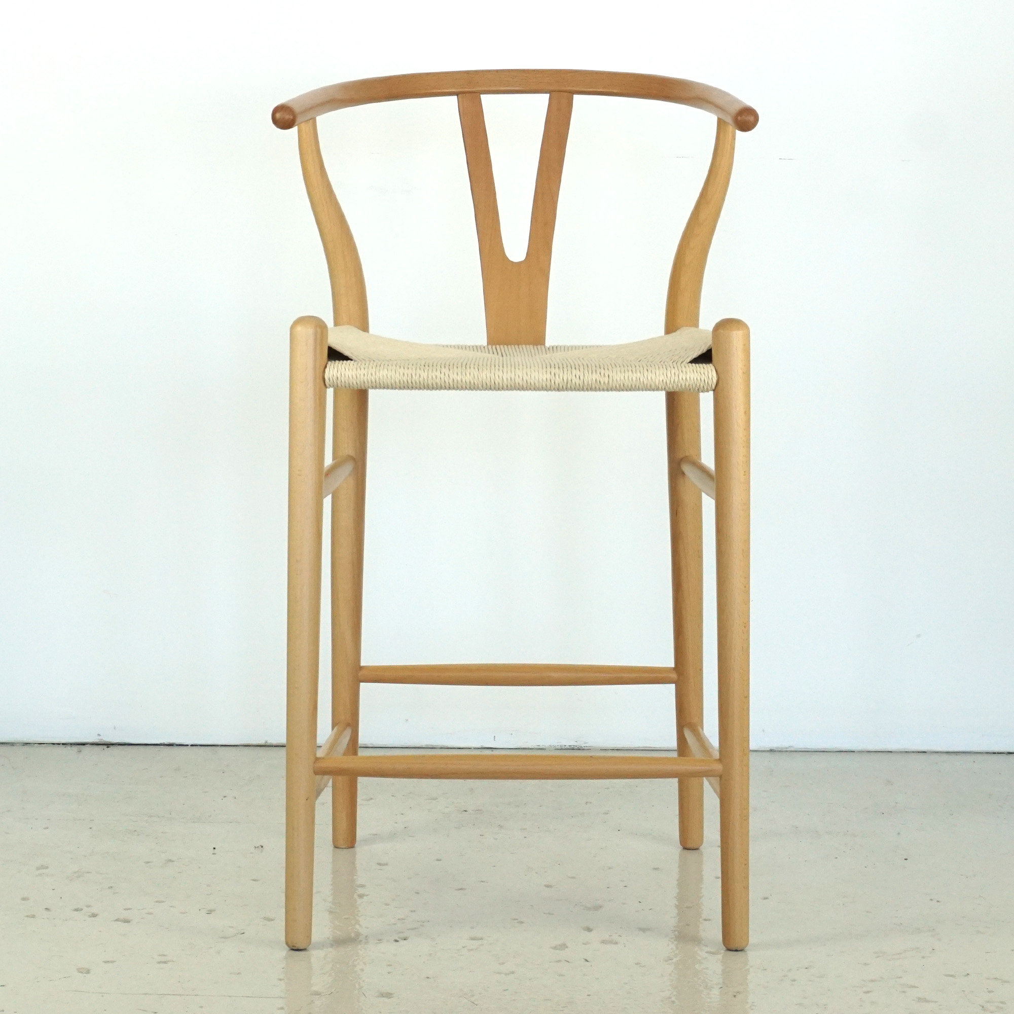 Elite Living (Single) Wishbone Solid Wood Y-Arm Counter Stool ...
